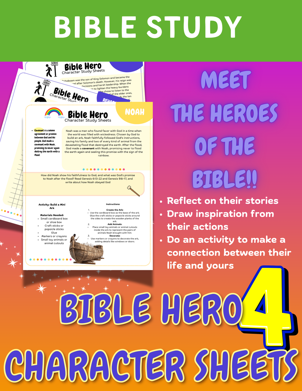 Bible Hero Character Study Sheets - Men (Set 4) – Imagery Matters